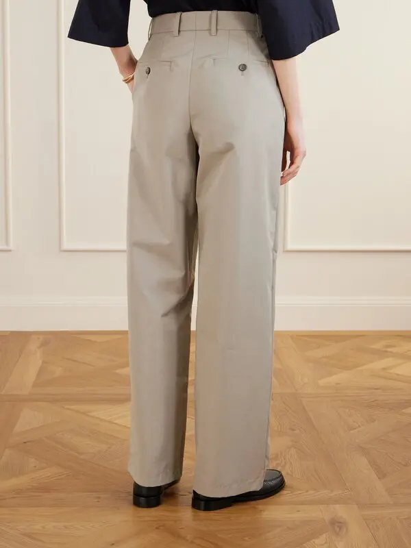 Wardrobe.NYC Pleated Wide-leg Cotton-blend Trousers - Brown