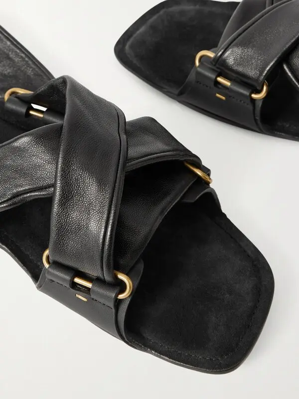 Khaite Boden Tie-detailed Leather Sandals - Black