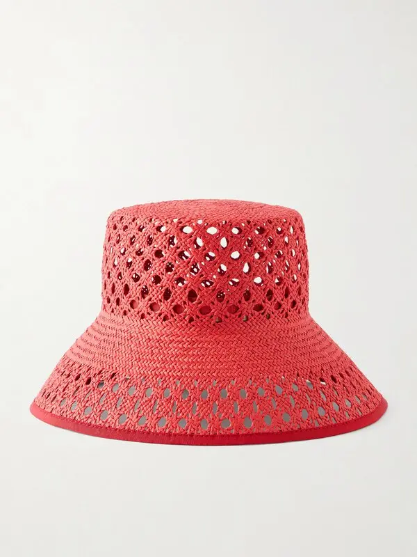 Max Mara Raffia Bucket Hat - Red