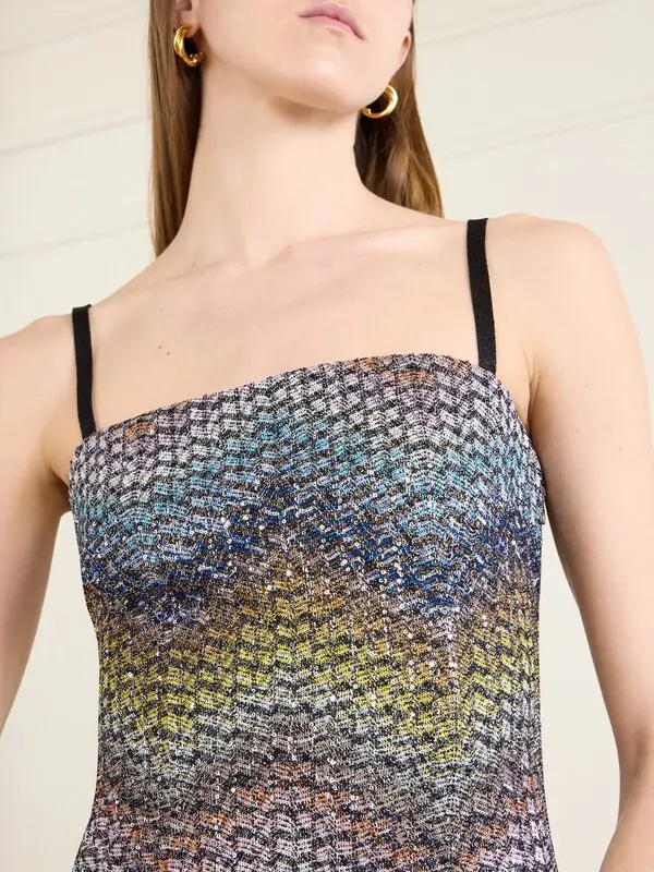 Missoni Sequin-embellished Metallic Crochet-knit Mini Dress