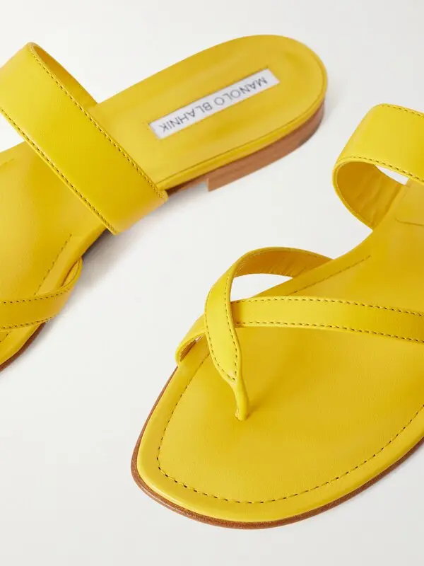 Manolo Blahnik Susa Leather Sandals - Yellow
