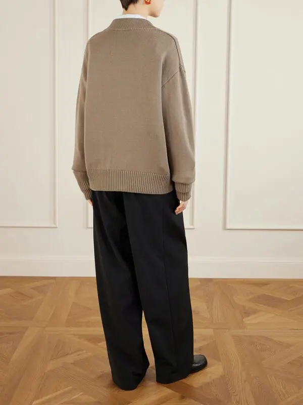 AMI Paris Intarsia Wool And Cotton-blend Cardigan