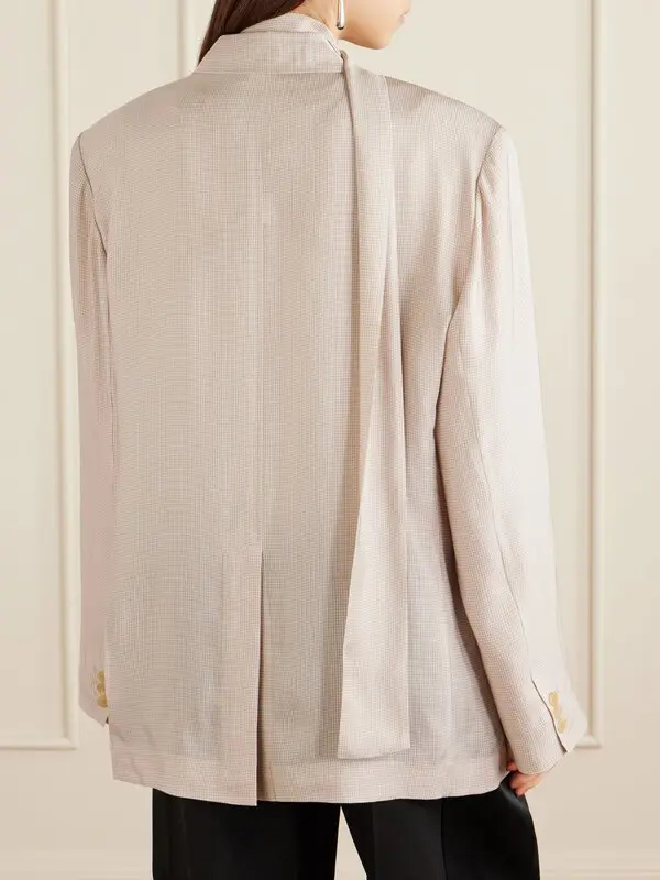 Acne Studios Oversized Checked Twill Blazer With Scarf - Neutrals