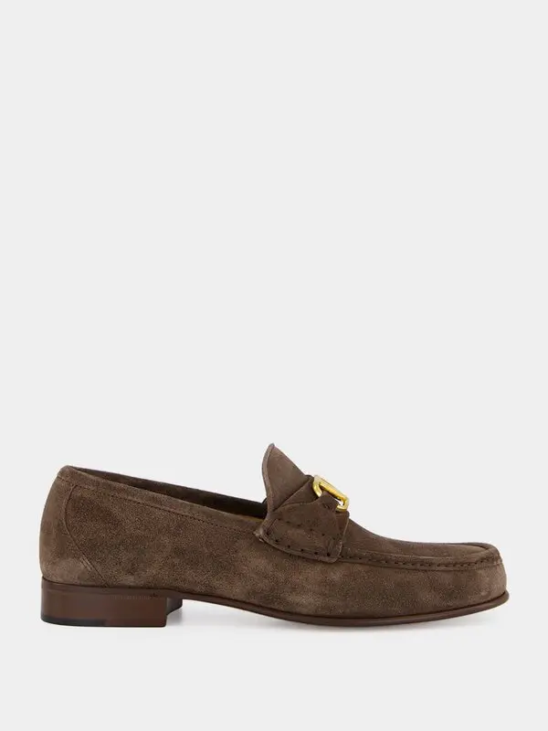 Valentino Garavani Vlogo Suede Loafers - Brown