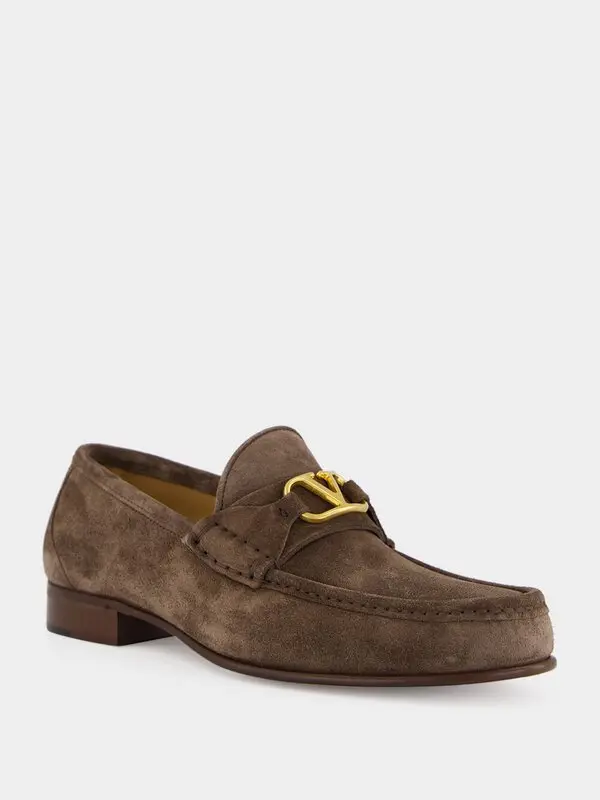 Valentino Garavani Vlogo Suede Loafers - Brown