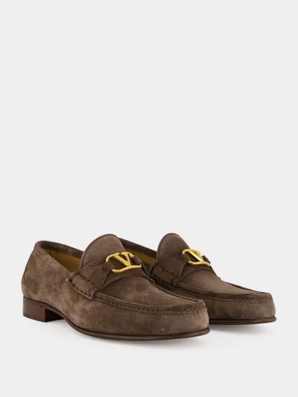 Valentino Garavani Vlogo Suede Loafers - Brown