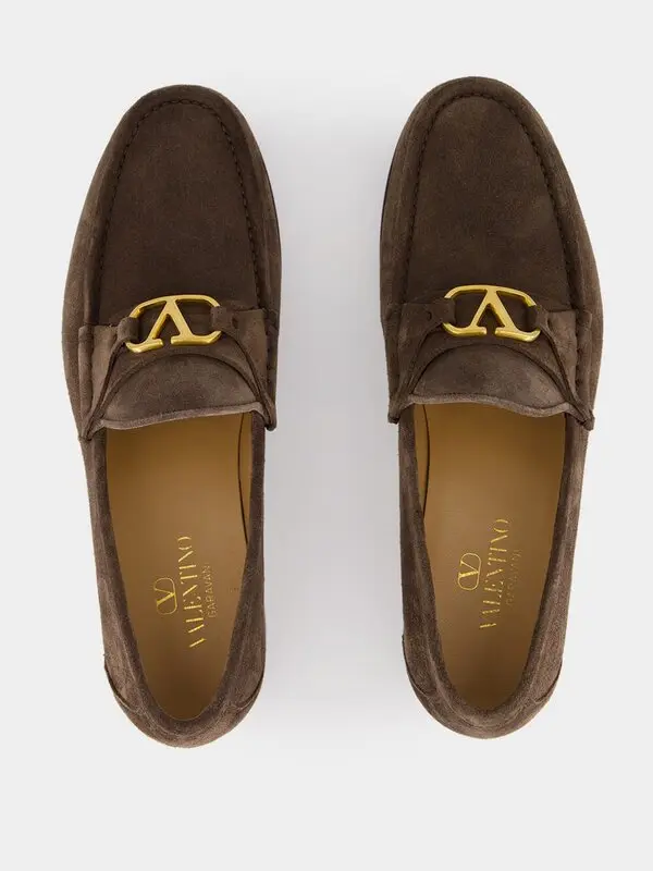 Valentino Garavani Vlogo Suede Loafers - Brown