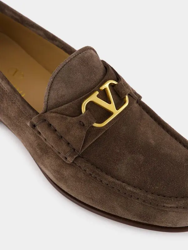 Valentino Garavani Vlogo Suede Loafers - Brown