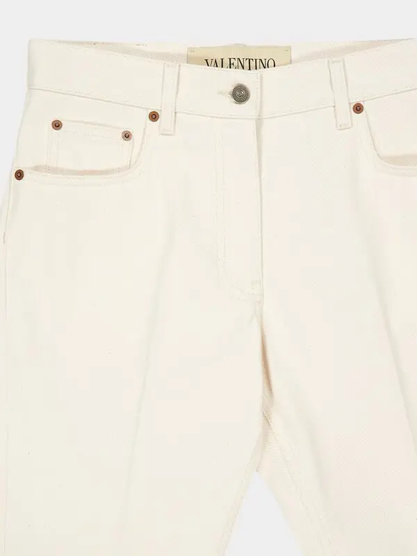 Valentino Garavani Cotton Flared Denim Trousers - White