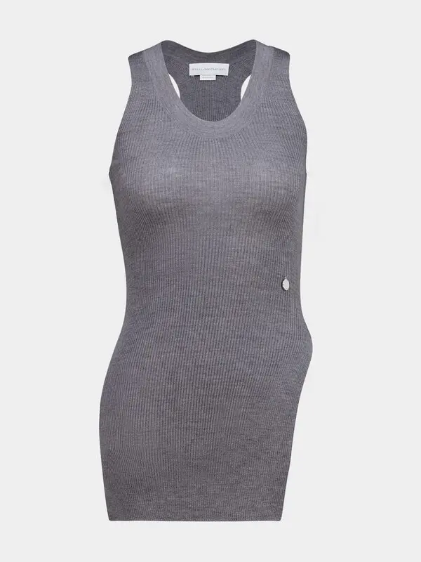Stella McCartney Melange Lightweight Wool Round Neck Top - Grey