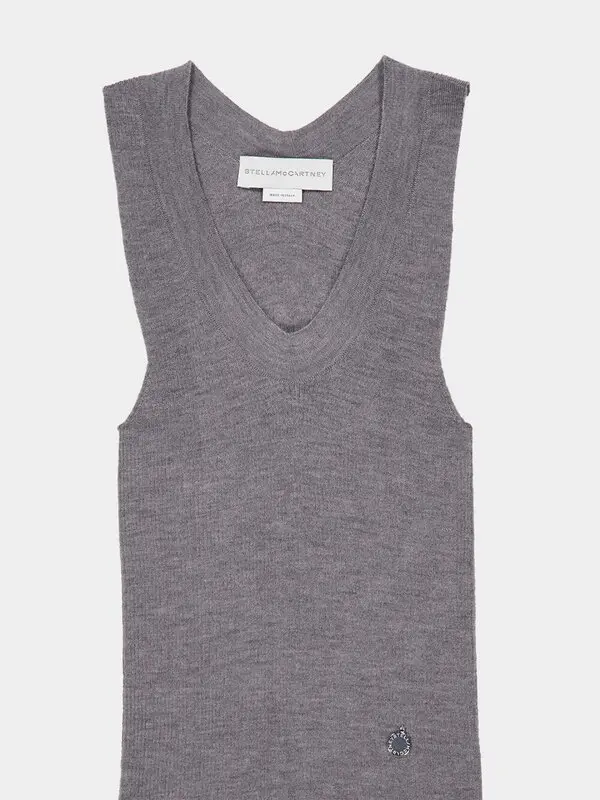Stella McCartney Melange Lightweight Wool Round Neck Top