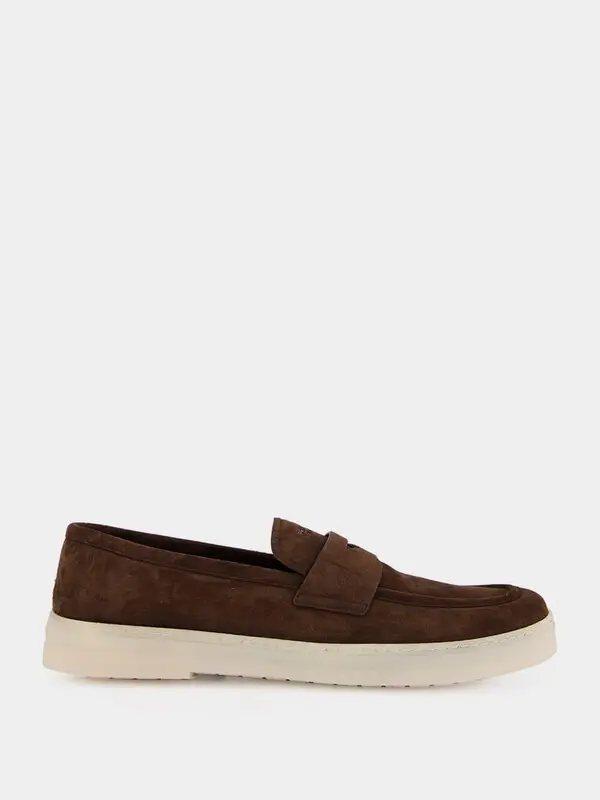 Prada Suede Penny Loafers - Brown