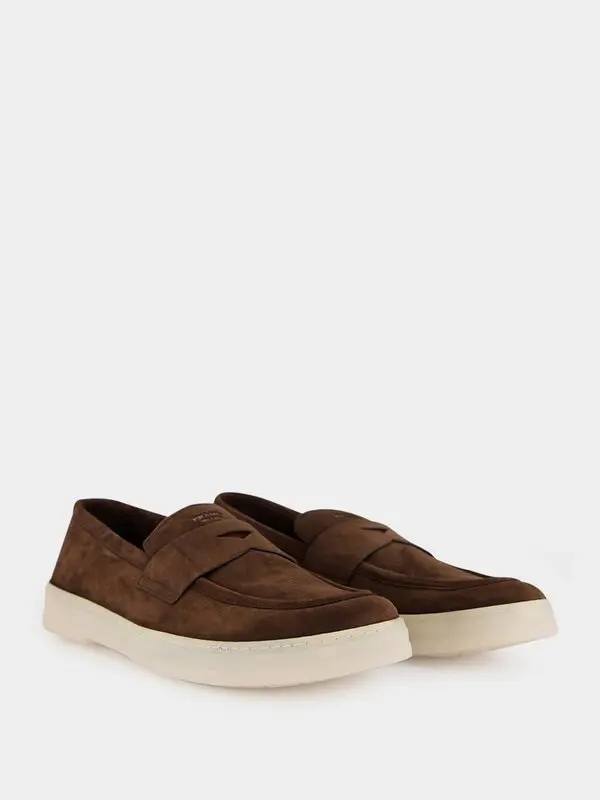Prada Suede Penny Loafers - Brown