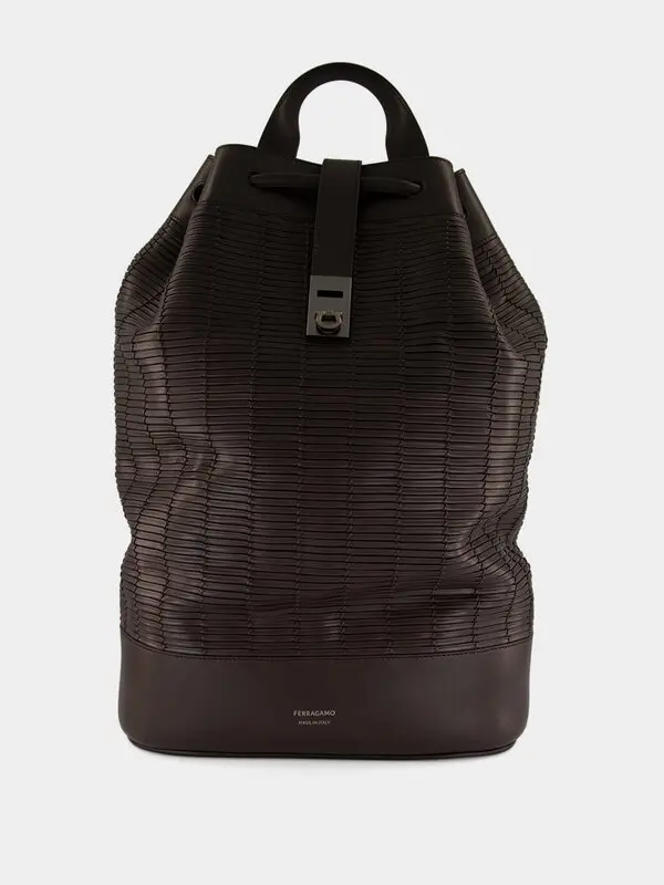 FERRAGAMO Sailor Leather Backpack - Black