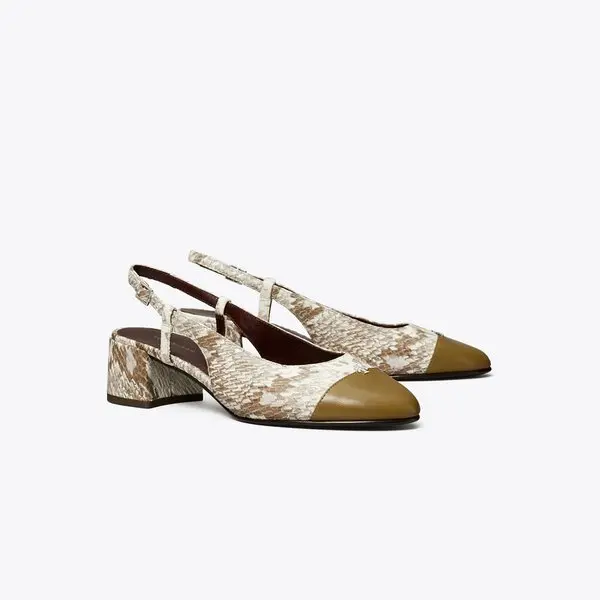 Tory Burch Cap-toe Slingback - Granite Roccia/ramure Green