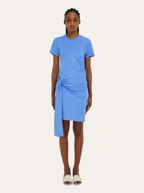 FERRAGAMO Draped Viscose Mini Dress - Blue