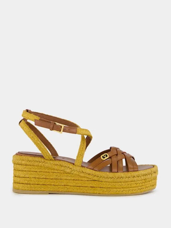 Valentino Garavani Leather Espadrille Sandals - Gold