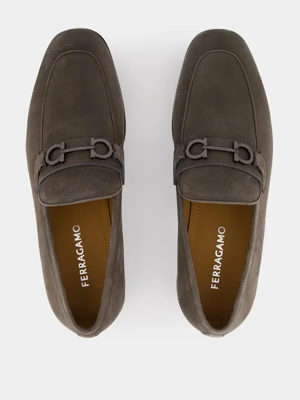 FERRAGAMO Daytona Nubuck Loafers With Gancini Ornament