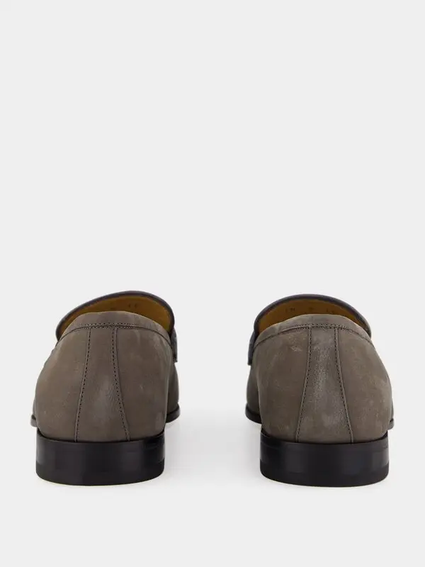 FERRAGAMO Daytona Nubuck Loafers With Gancini Ornament