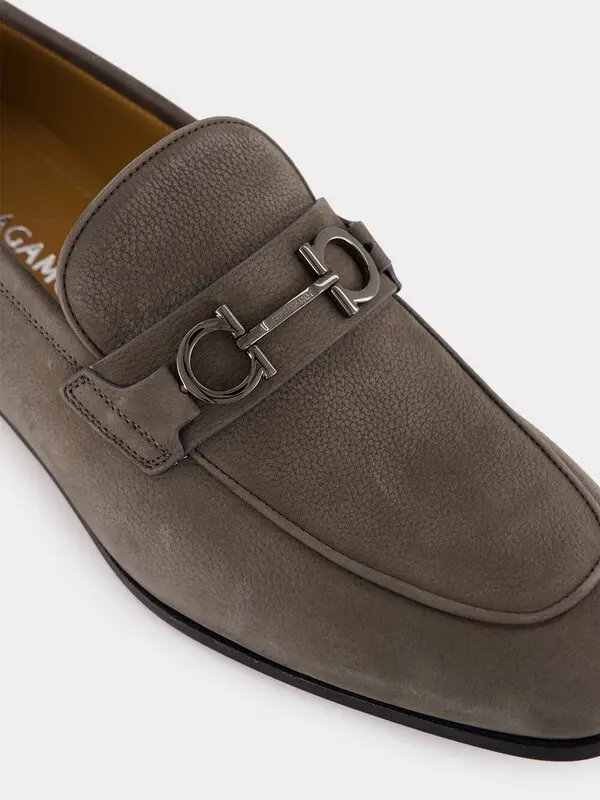 FERRAGAMO Daytona Nubuck Loafers With Gancini Ornament
