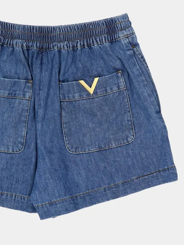 Valentino Garavani Denim Chambray Shorts - Blue