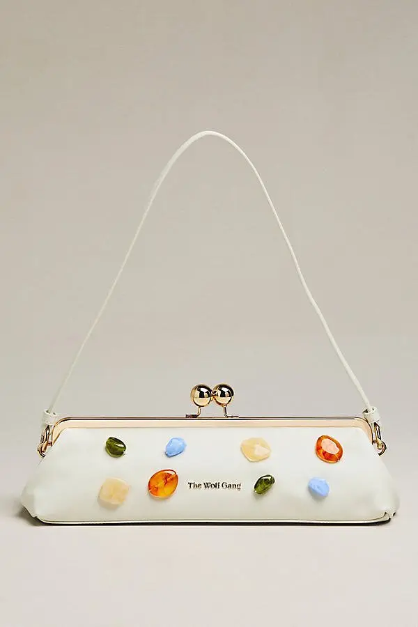 THE WOLF GANG Kai Beaded Leather Shoulder Bag - Ivory