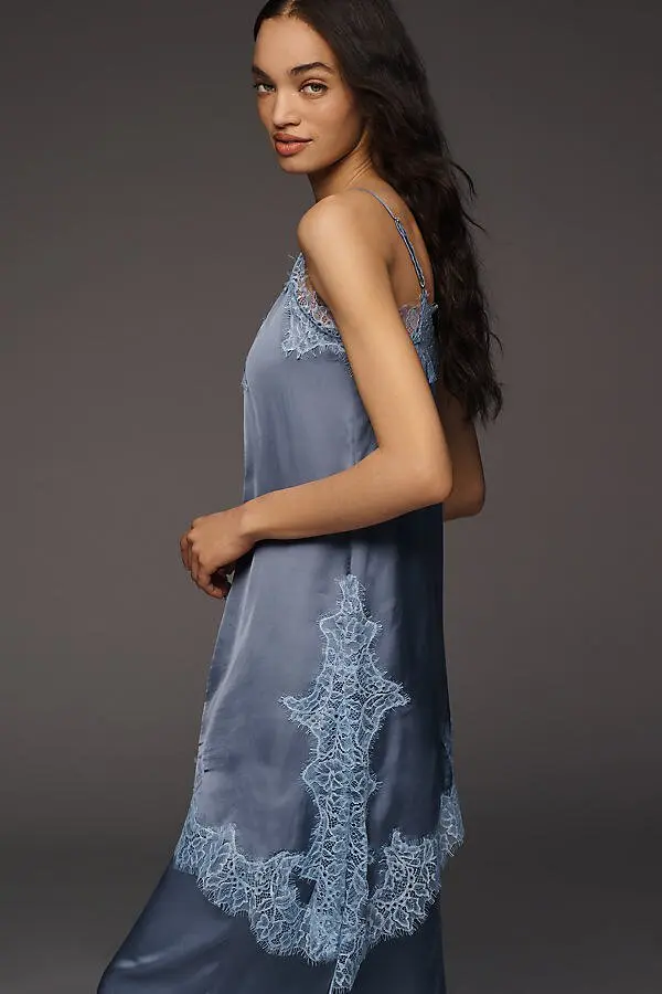 LYREBIRD Heirloom Lace Asymmetrical Camisole Top - Blue/grey