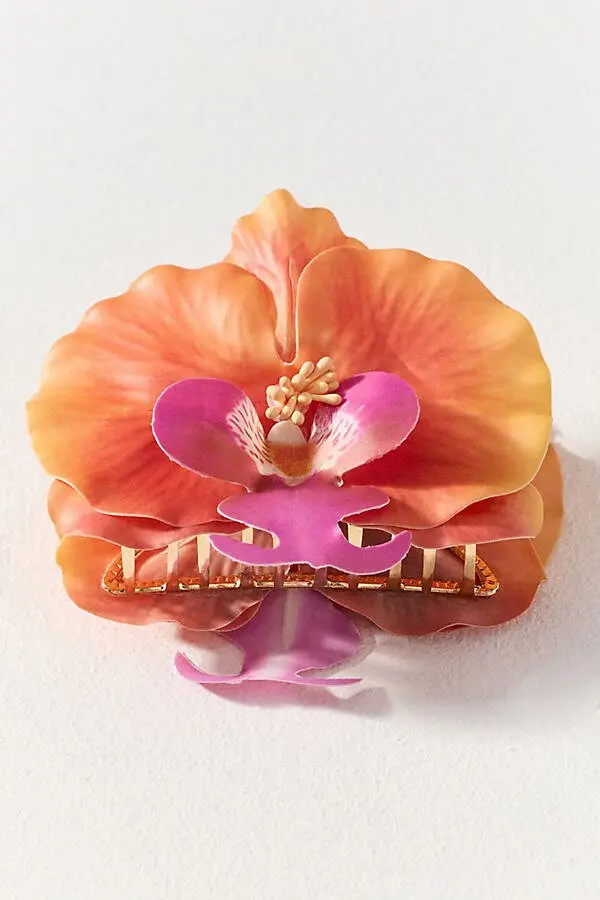 Anthropologie Orchid Claw Clip - Orange
