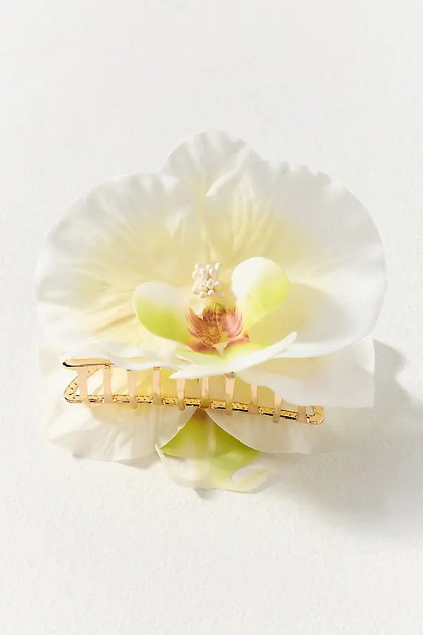 Anthropologie Orchid Claw Clip - White