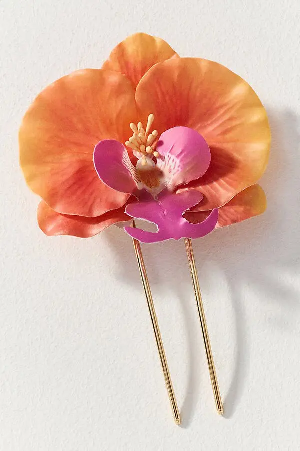 Anthropologie Orchid Hair Pin - Orange