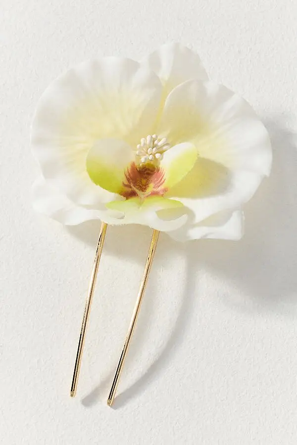 Anthropologie Orchid Hair Pin - White