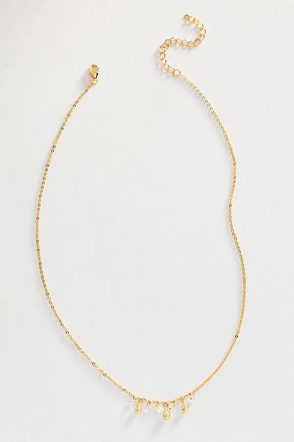 Anthropologie Crystal Drop Necklace - Gold