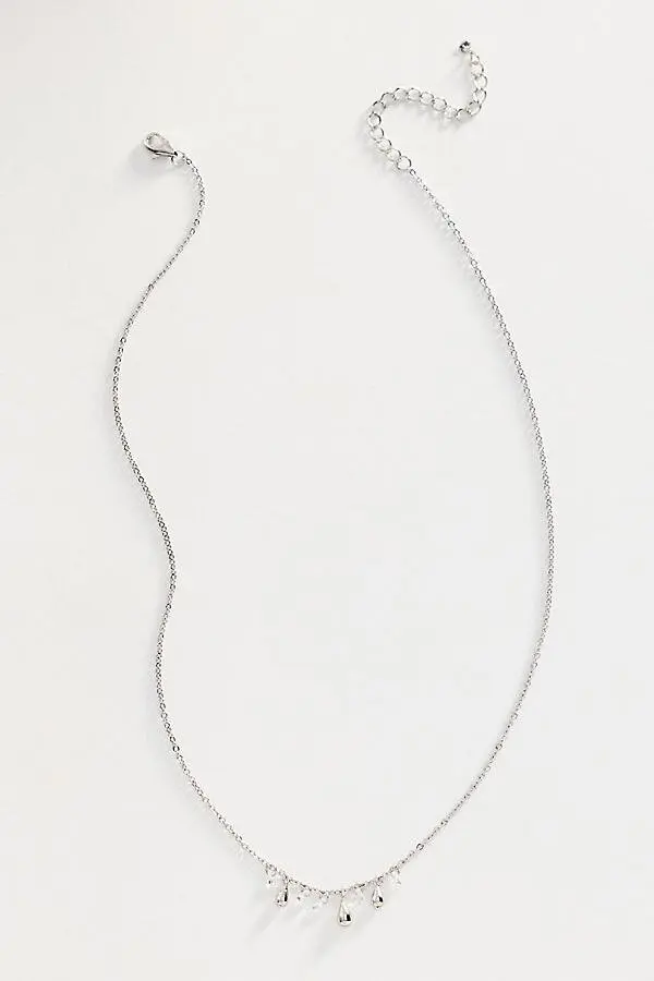 Anthropologie Crystal Drop Necklace - Silver