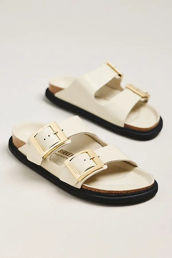 BIRKENSTOCK Arizona Droplet Buckle Slide Sandals - Ecru