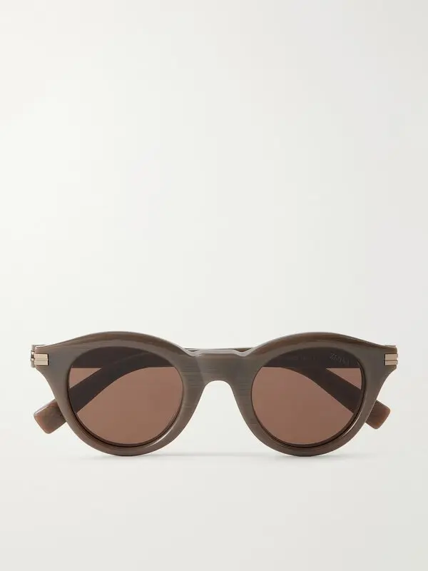 Zegna Round-frame Acetate Sunglasses - Brown
