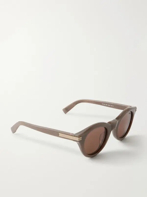 Zegna Round-frame Acetate Sunglasses - Brown