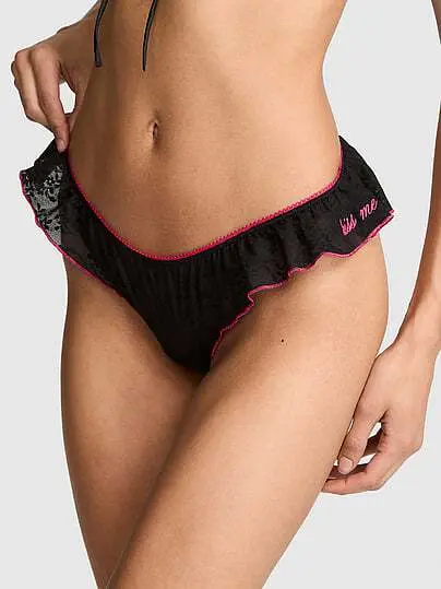 Pink Grw ™ Flutter Tanga Panty - Black