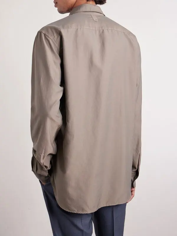 Canali Garment-dyed Cotton And Silk-blend Shirt