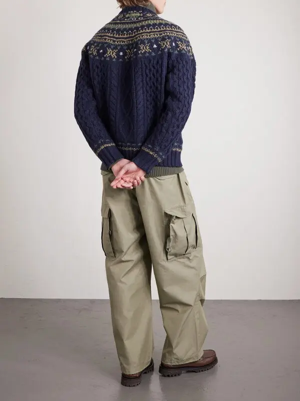 BEAMS Cable-knit Wool Sweater - Blue