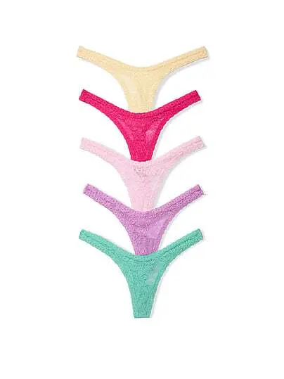 Pink 5-pack Wink™ Micro Thong Panties - Print
