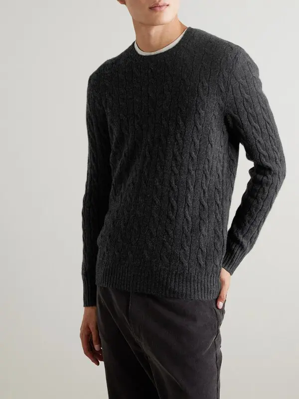 Polo Ralph Lauren Cable-knit Wool And Cashmere-blend Sweater - Gray