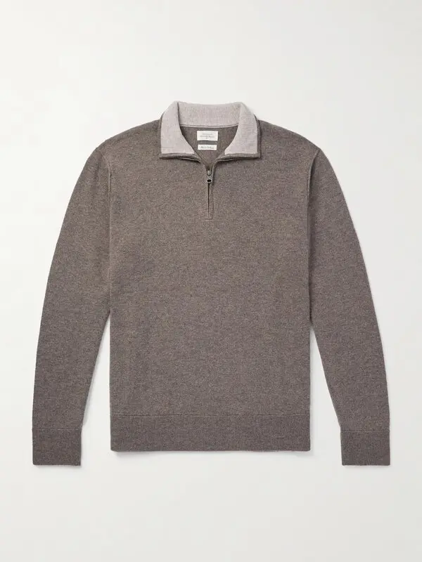Hartford Wool And Cashmere-blend Half-zip Pullover - Brown