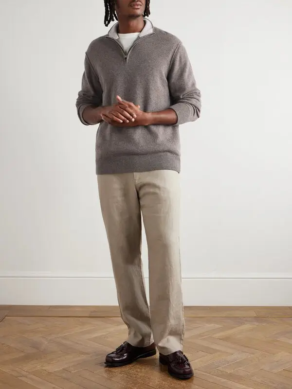 Hartford Wool And Cashmere-blend Half-zip Pullover - Brown