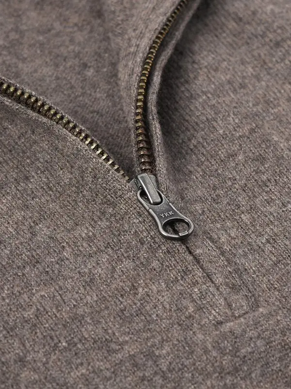 Hartford Wool And Cashmere-blend Half-zip Pullover - Brown