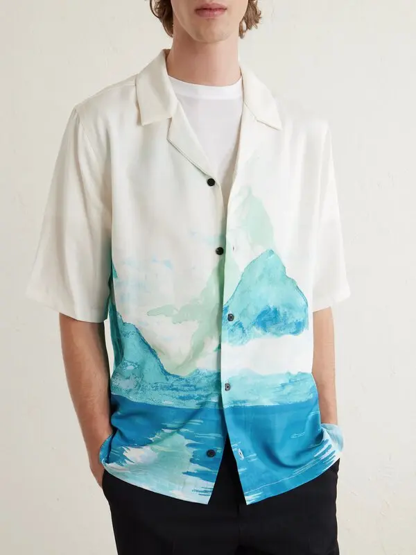 MANAAKI Paradise Camp-collar Printed Lyocell Shirt