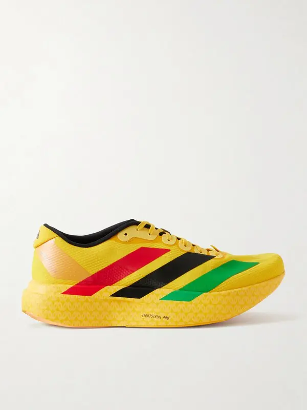 ADIDAS RUNNING Jamaica Football Federation Adizero Evo Sl Striped Mesh Running Sneakers - Yellow
