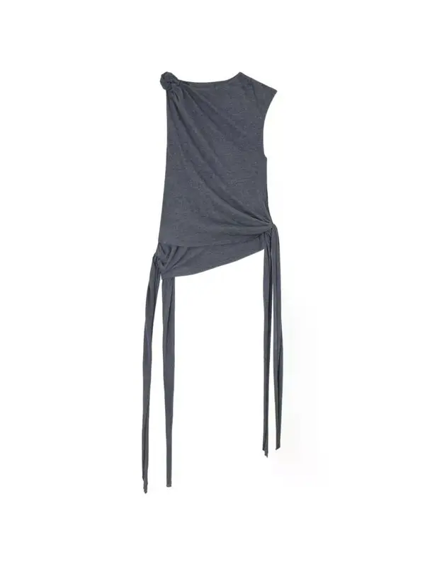 GANNI Sleeveless Knot Tie Top - Grey