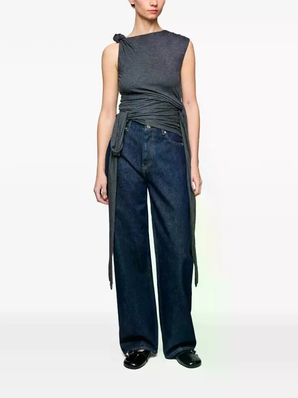 GANNI Sleeveless Knot Tie Top - Grey
