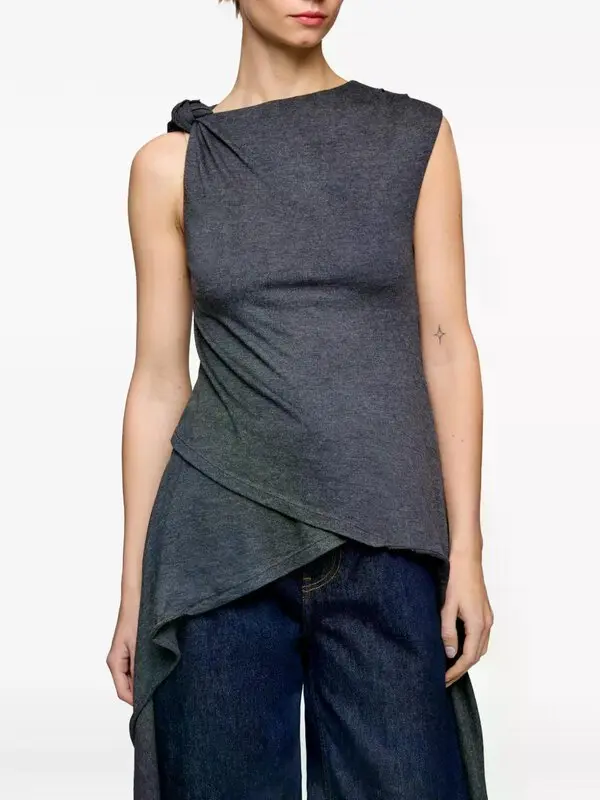 GANNI Sleeveless Knot Tie Top - Grey
