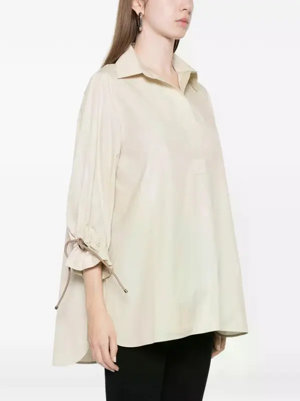 Max Mara Adorni Drawstring-cuff Blouse - Neutrals